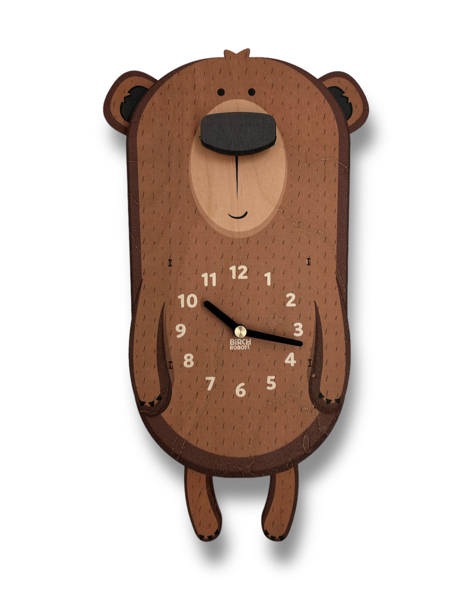 Bear Pendulum Clock for Kids - Bear Wall Clock – Birch Robot