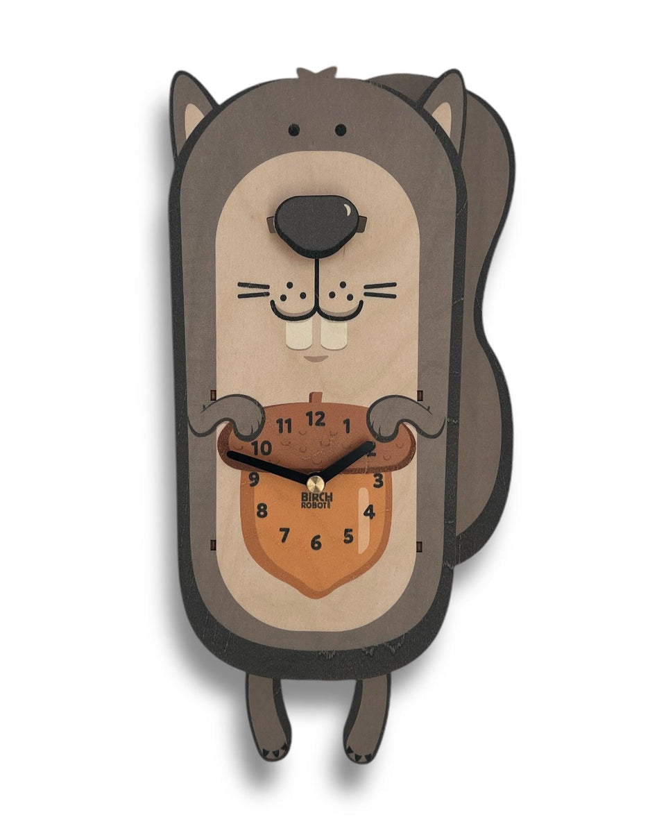 Kids Clocks | Squirrel Clock | Kids Wall Clock | Squirrel Pendulum Clock – Birch Robot