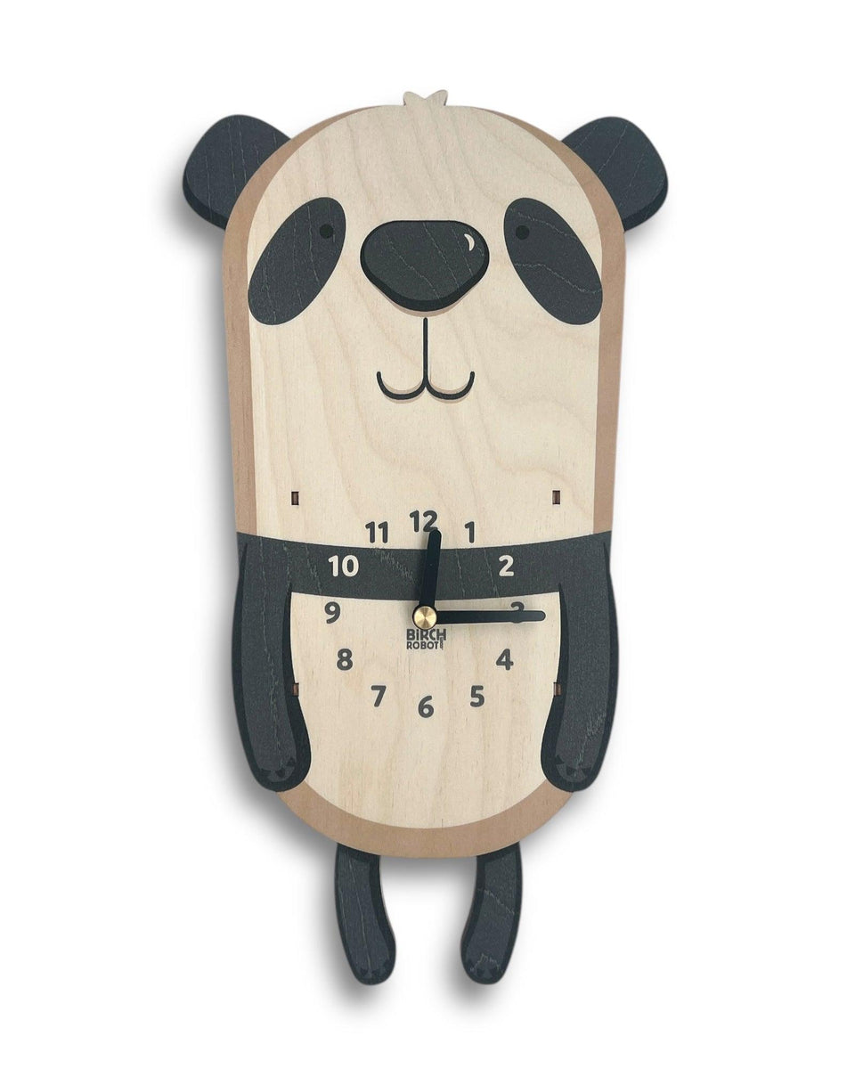 Panda Pendulum Clock for Kids Room & Nursery Wall Decor – Birch Robot