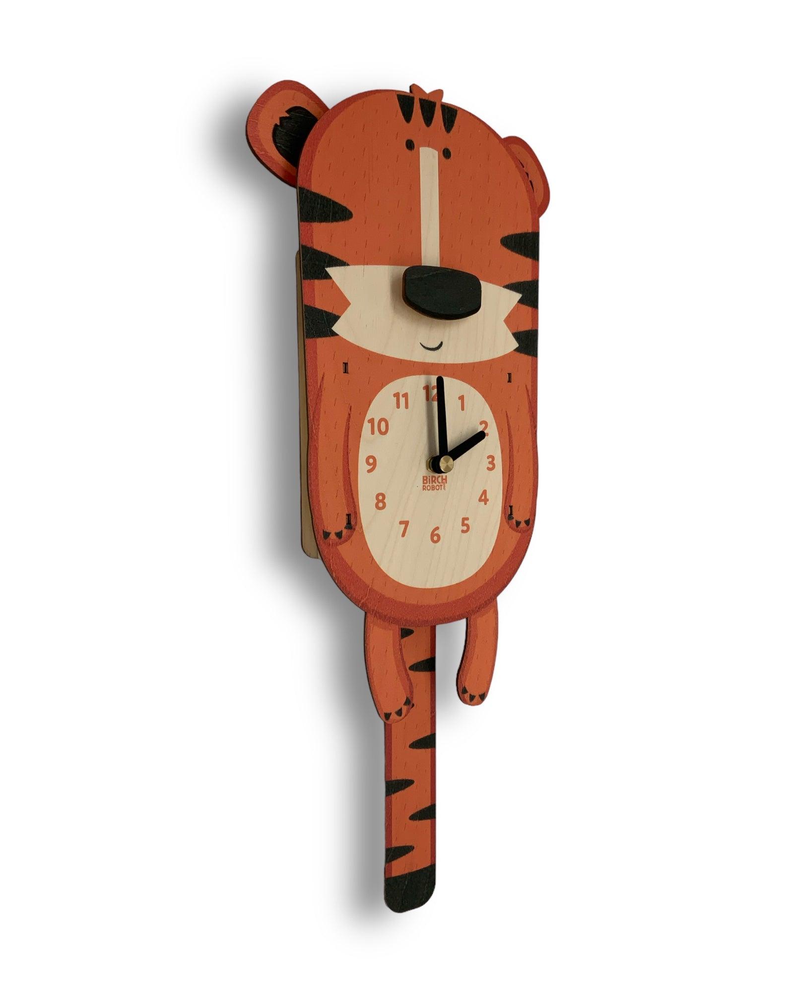 Rufus the Tiger Pendulum Wall Clock – Birch Robot