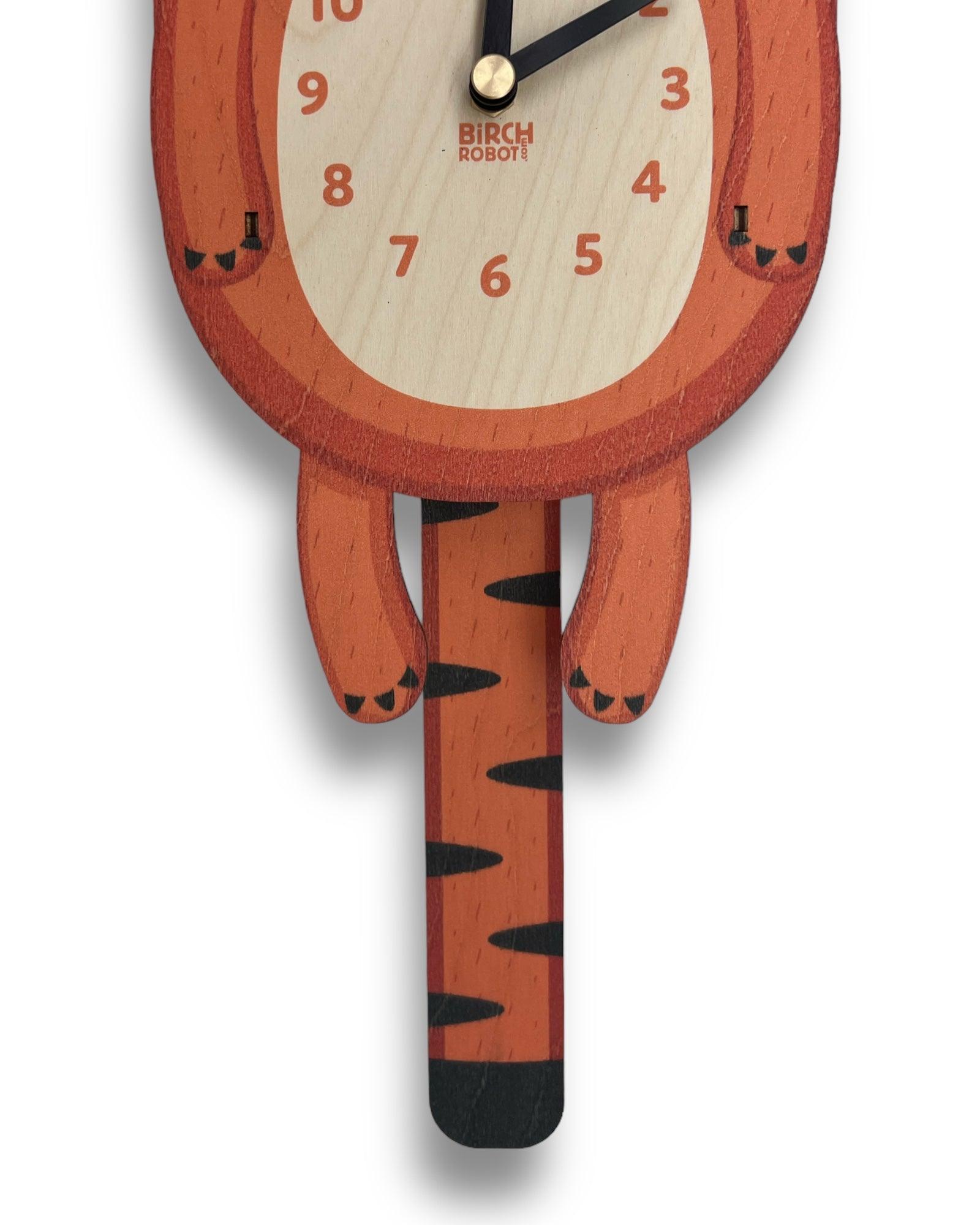 Rufus the Tiger Pendulum Wall Clock – Birch Robot