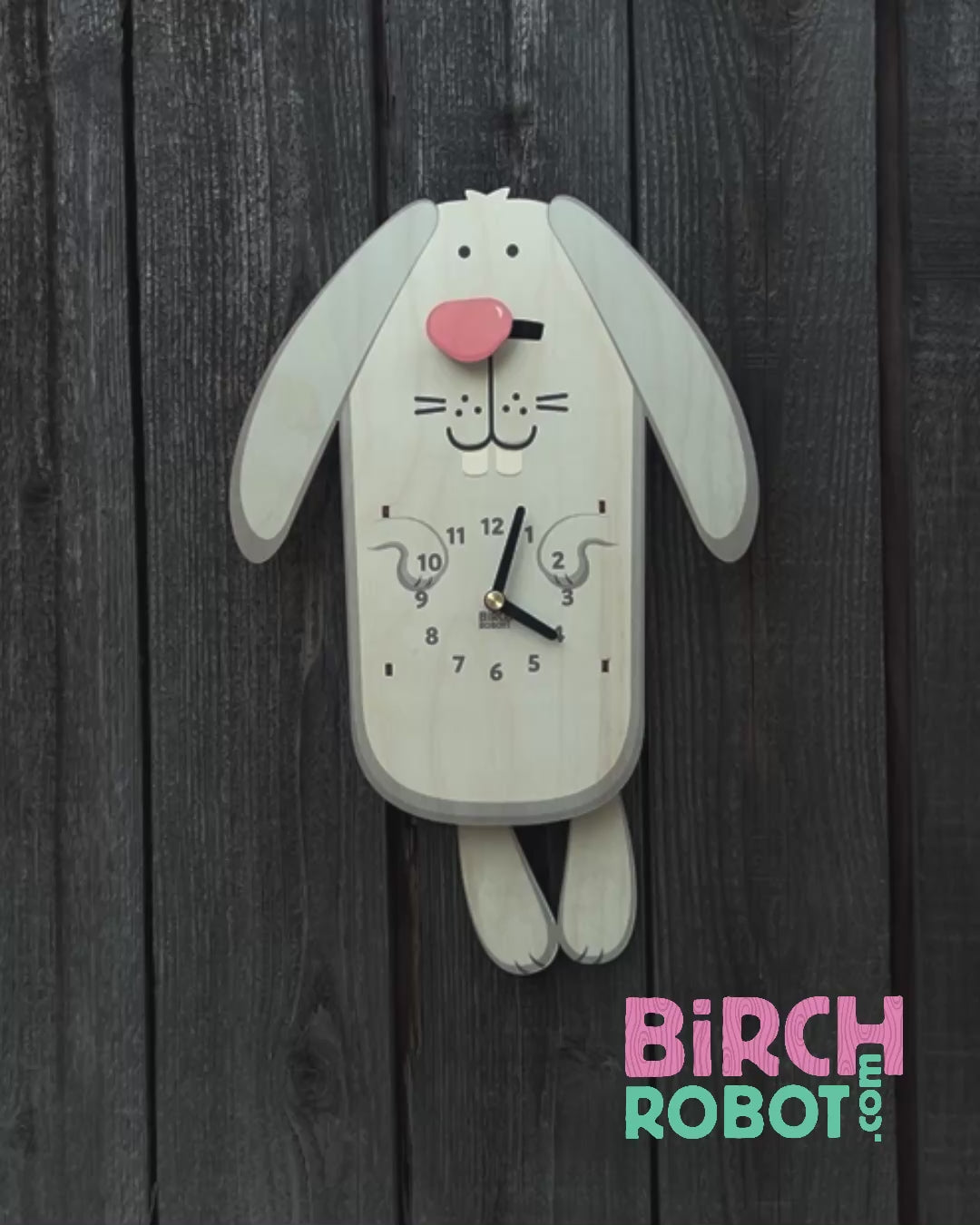 Kids Clocks | Rabbit Clock | Kids Wall Clock | Bunny Pendulum Clock ...