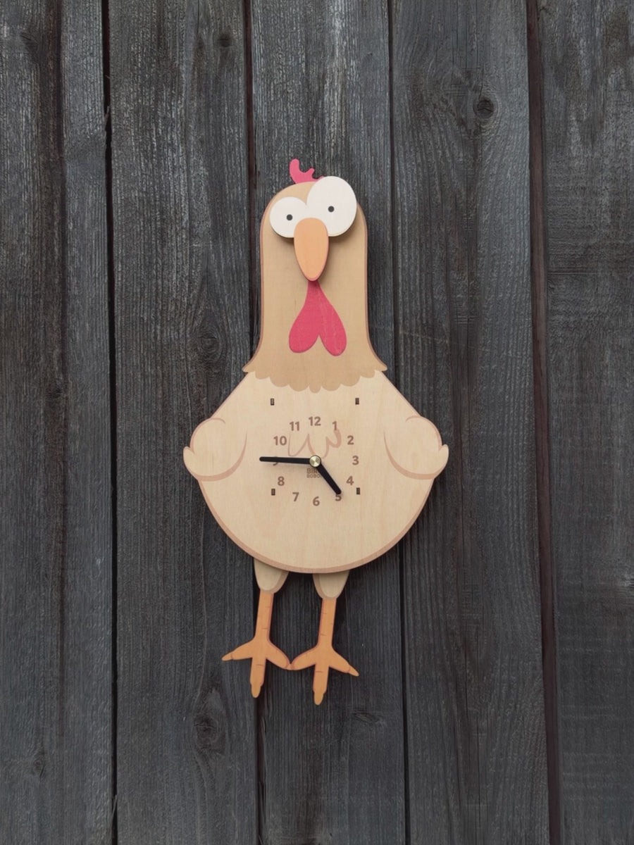 Chicken Clock | Rooster Clock | Kids Wall Clock | Chicken Pendulum ...