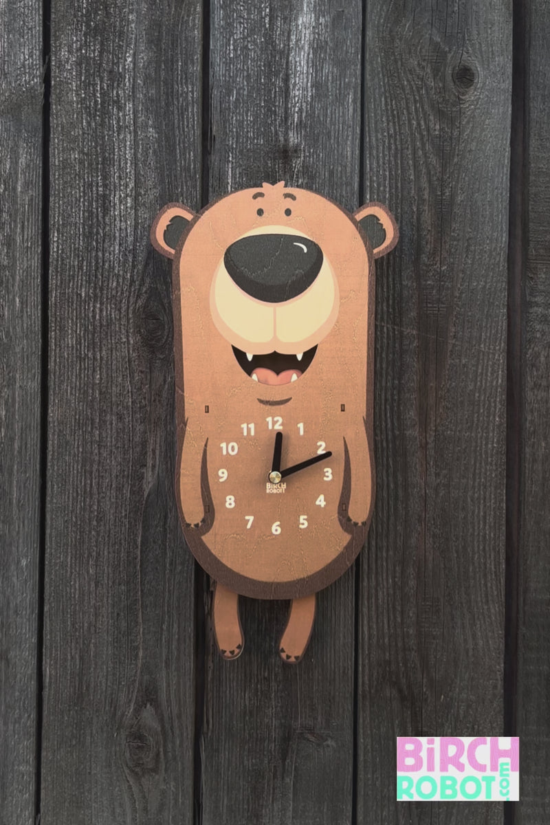 Bear Pendulum Clock for Kids - Bear Wall Clock – Birch Robot
