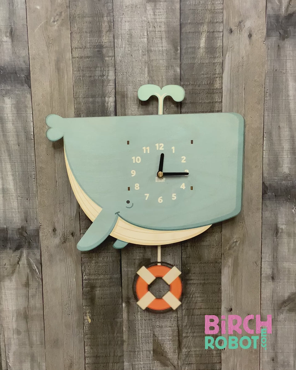 Kids Clock - Whale Pendulum Clock for Children - Ocean Animals Decor ...