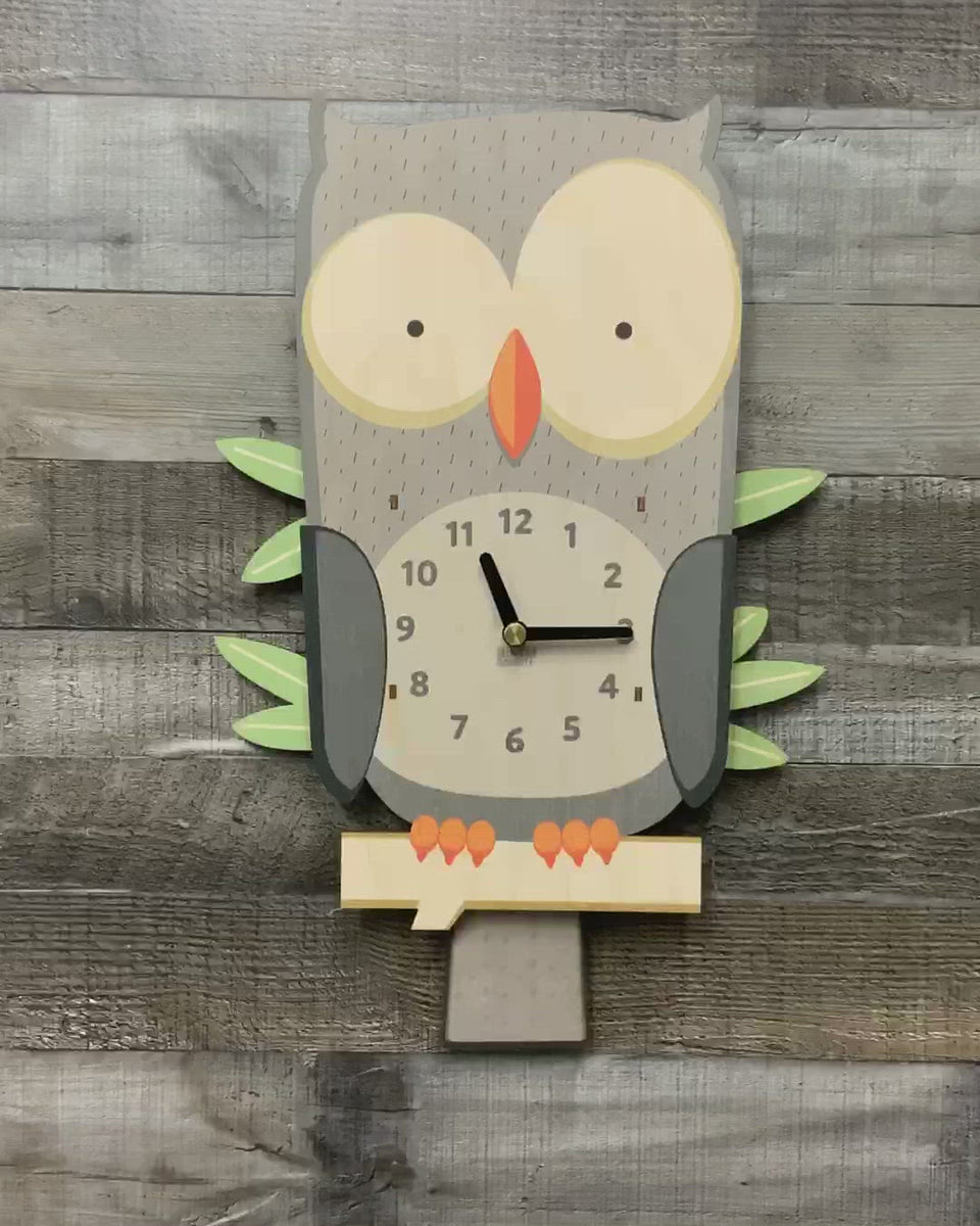 Kids Clocks | Owl Clock | Kids Wall Clock | Owl Pendulum Clock – Birch ...