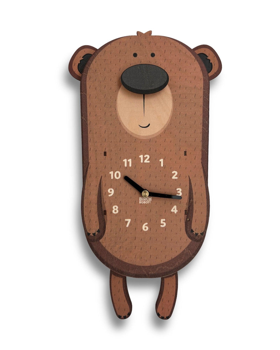 Bear Pendulum Clock for Kids - Bear Wall Clock – Birch Robot