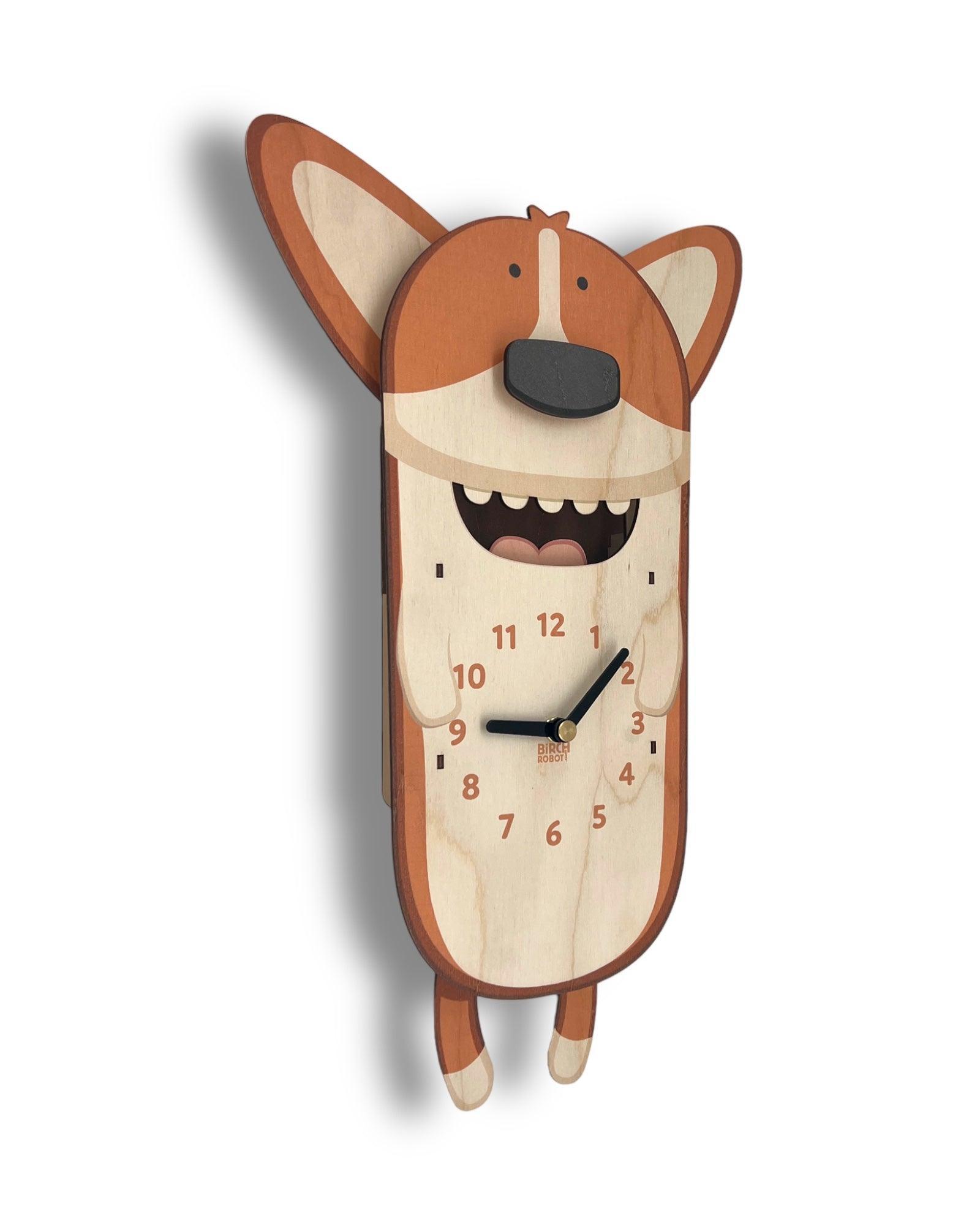 Kids Clocks | Corgi Clock | Kids Wall Clock | Puppy Pendulum Clock ...