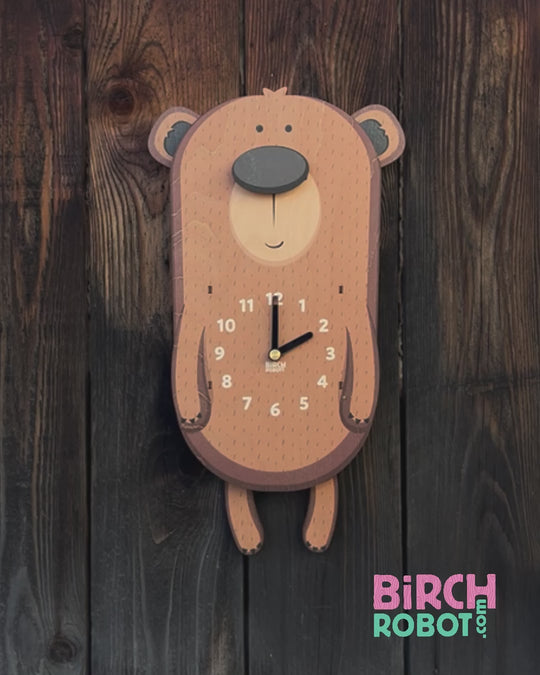 Bear Pendulum Clock for Kids - Bear Wall Clock – Birch Robot