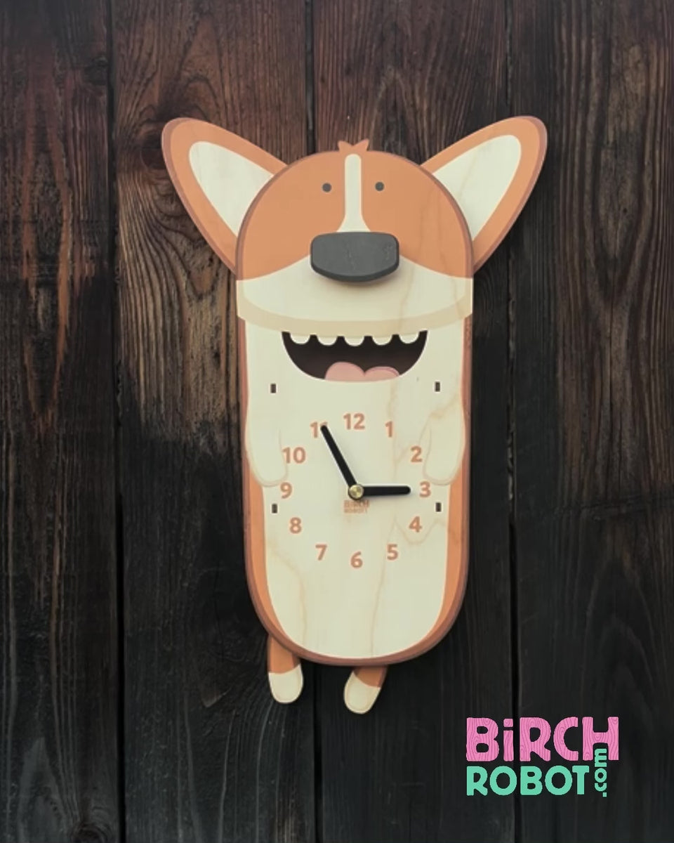 Kids Clocks | Corgi Clock | Kids Wall Clock | Puppy Pendulum Clock ...