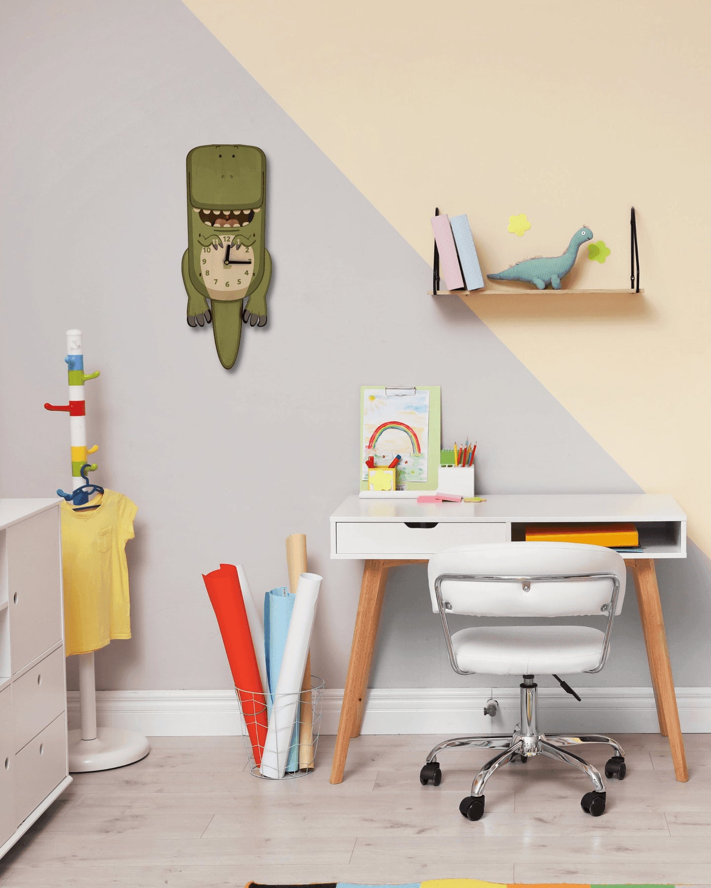 Kids Clock - T-Rex Dinosaur Pendulum Clock for Kids - Dinosaur Clock ...